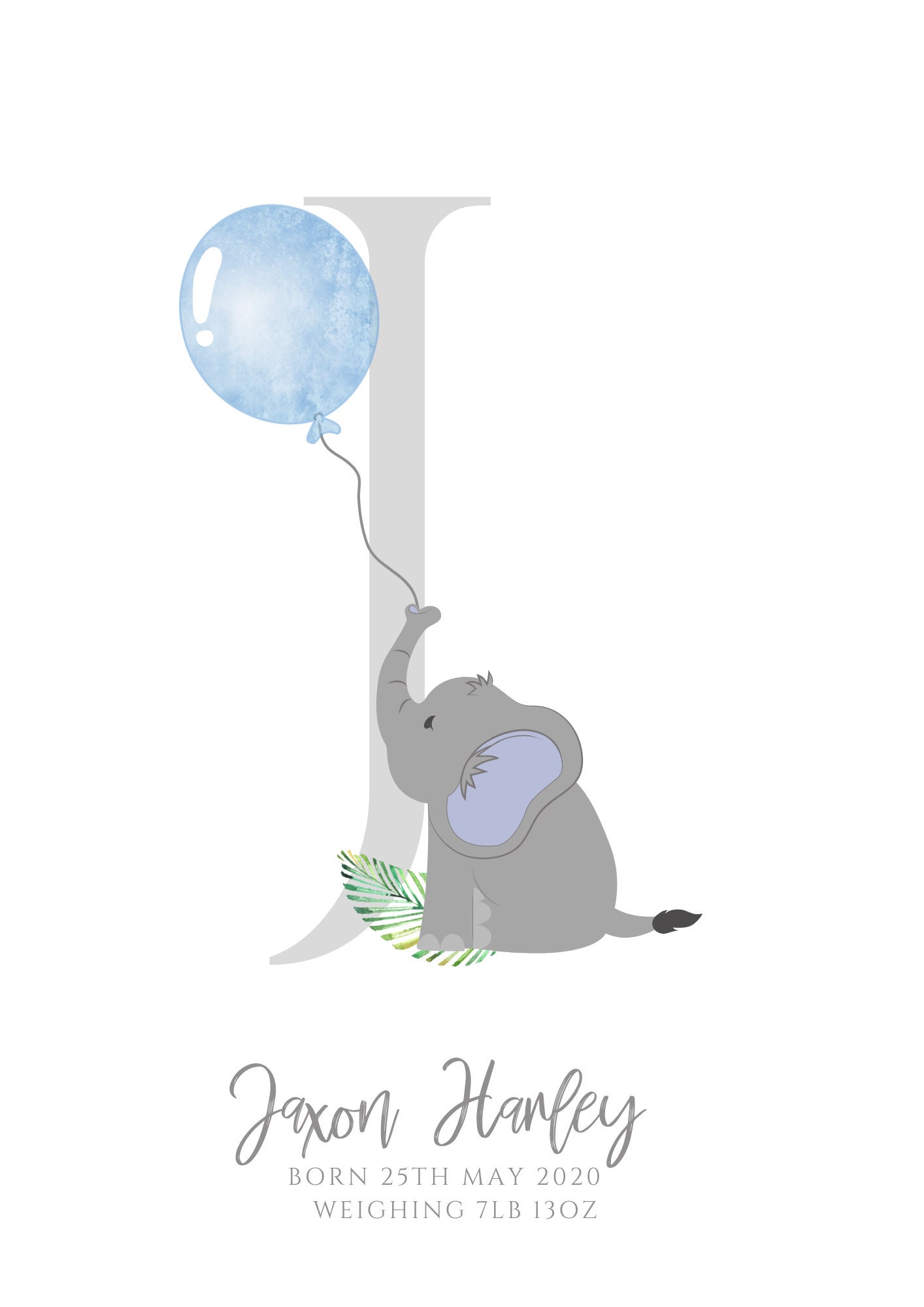 Children's Personalised Elephant Letter Print - Etsy UK