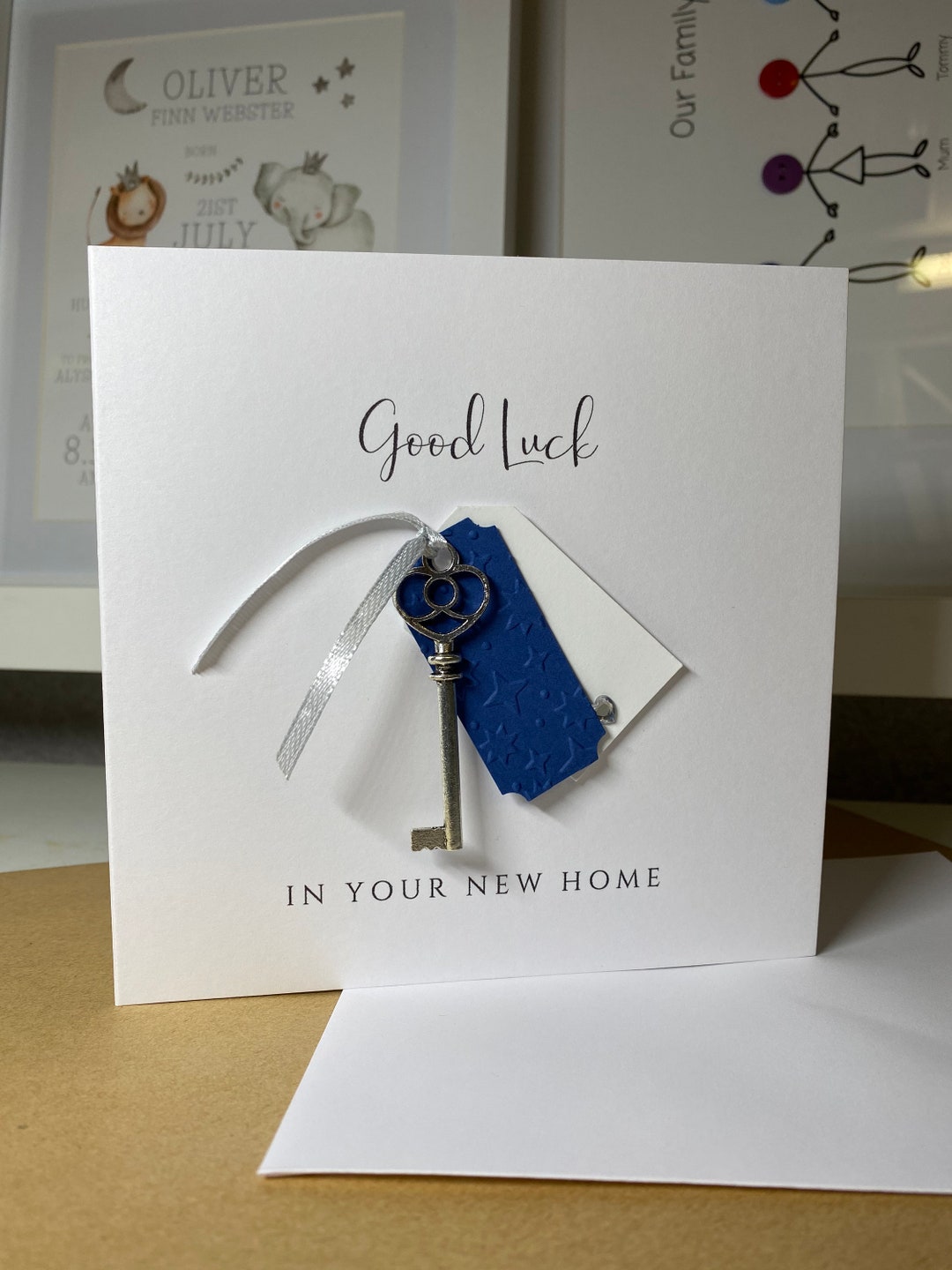 New Home Card, With Decorative Key, Embossed Tag, Heart and Ribbon ...