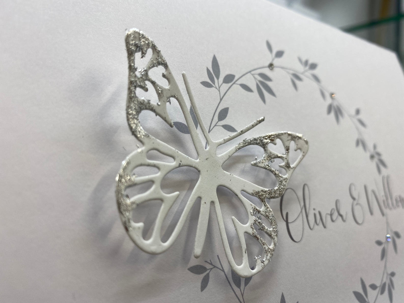 Personalised Wedding Card With Butterfly Silver Leaf and | Etsy UK