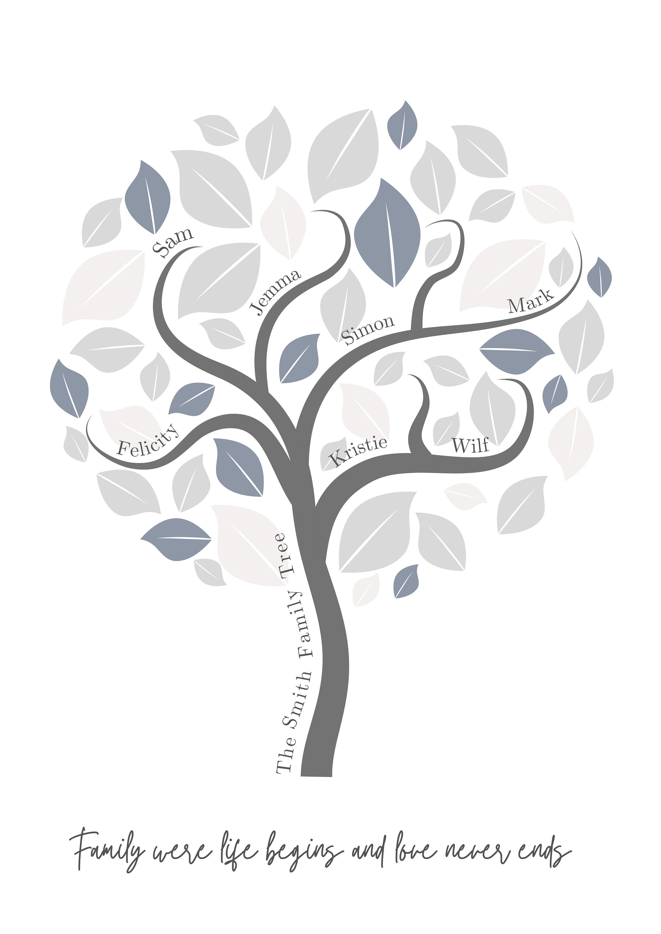 A Modern Family Tree, Add up to 12 People, Simple Family Tree, Modern ...