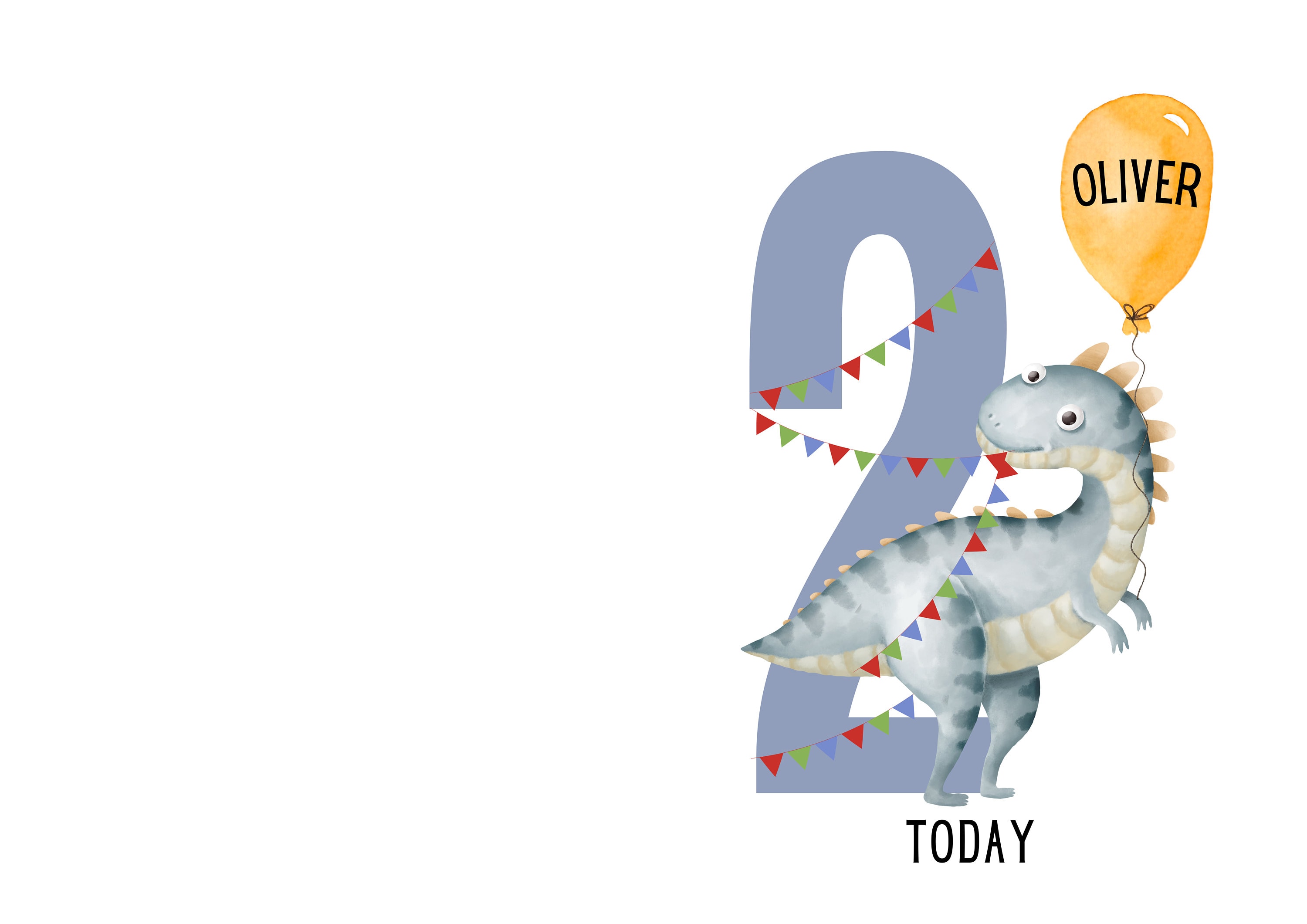 Personalised Dinosaur 2nd Birthday Card Dinosaur Personalised | Etsy