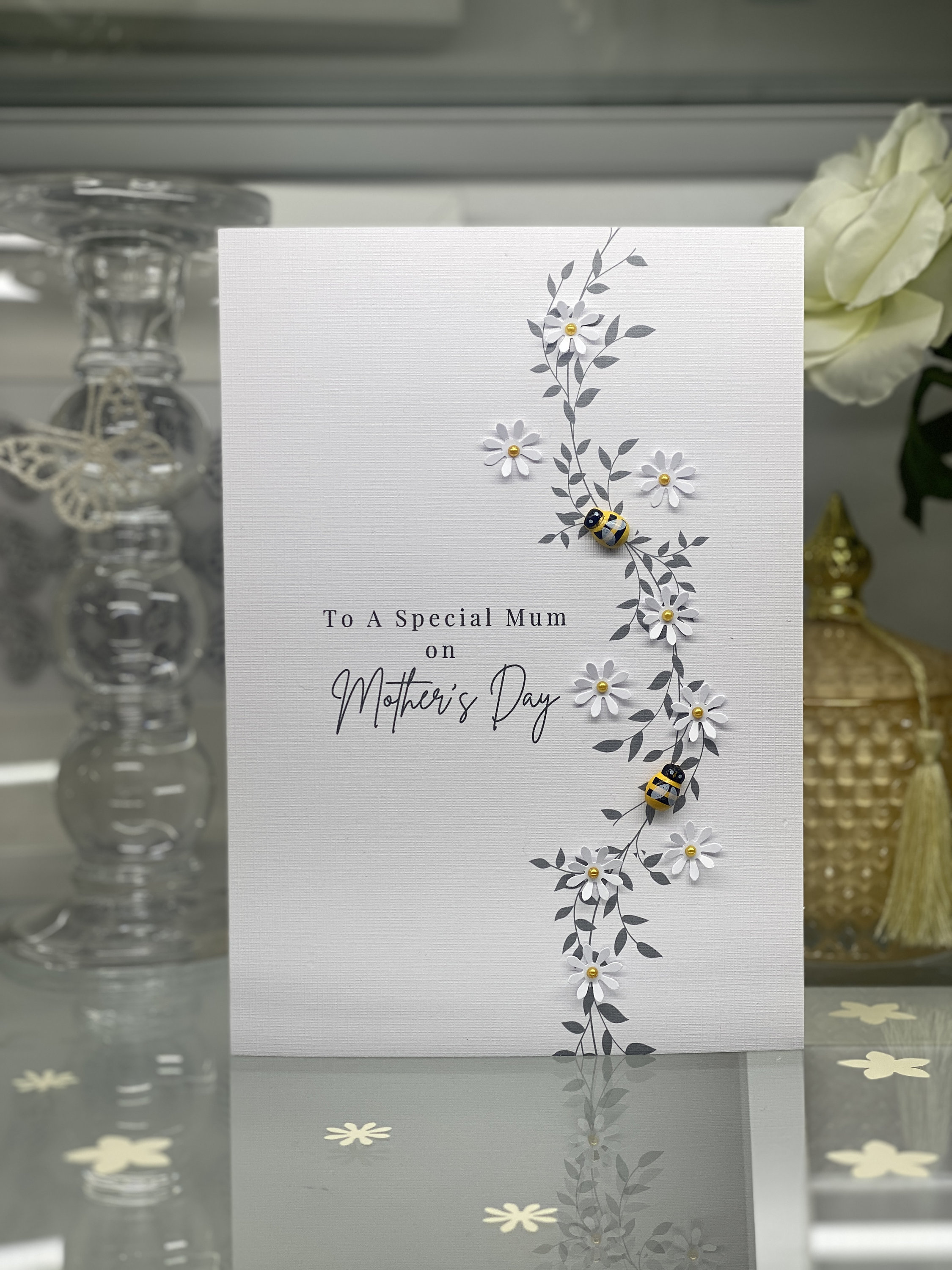 Bee Happy Mother's Day Card, Mother's Day Card, Wooden Bees, Bee Lovers ...