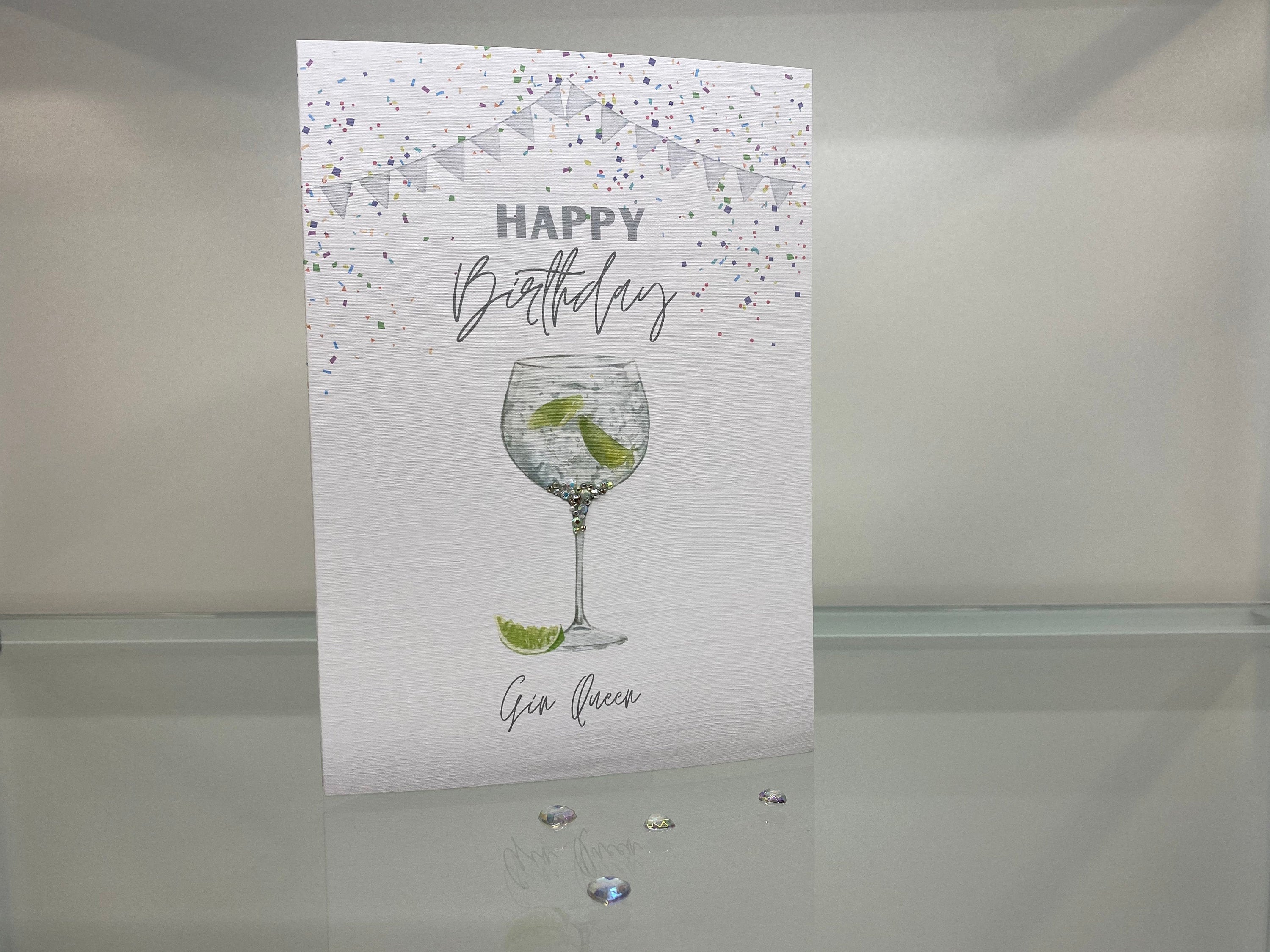 Gin Glass Happy Birthday Card, Gin Queen, Gin Lovers Happy Birthday ...