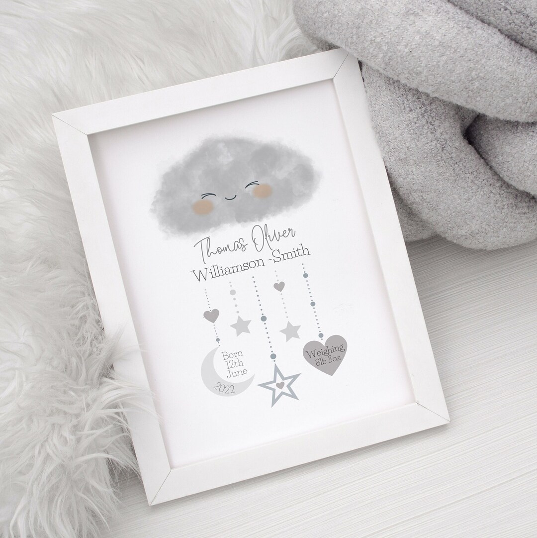 Personalised Birth Chart Print, Birth Stats, New Baby Gift, New Parents ...