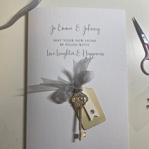 Personalised New Home Card, With Key, Wooden Tag & Ribbon, A Large Card ...