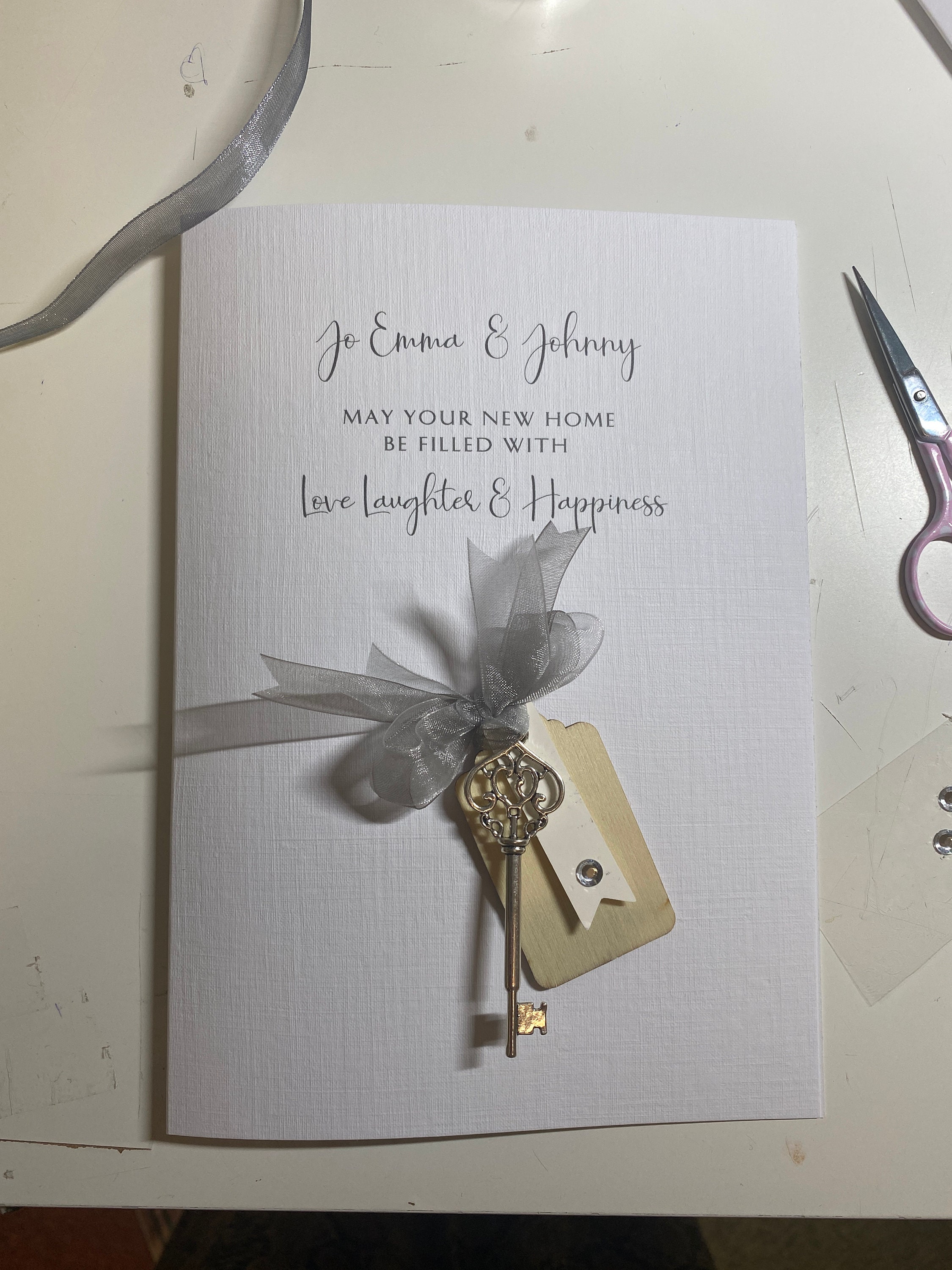 Personalised New Home Card With Key Wooden Tag & Ribbon A - Etsy UK