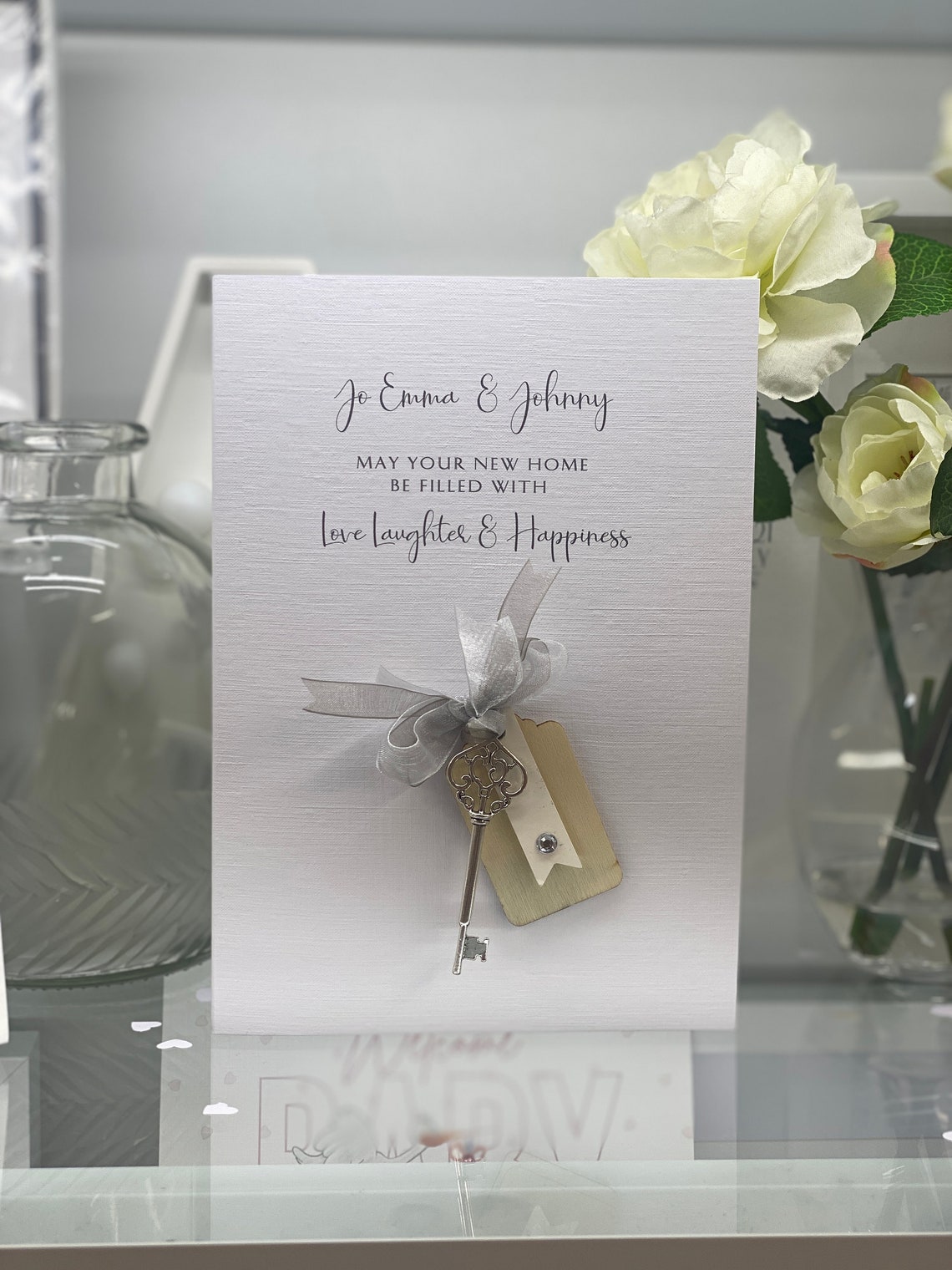 Personalised New Home Card With Key Wooden Tag & Ribbon A - Etsy UK