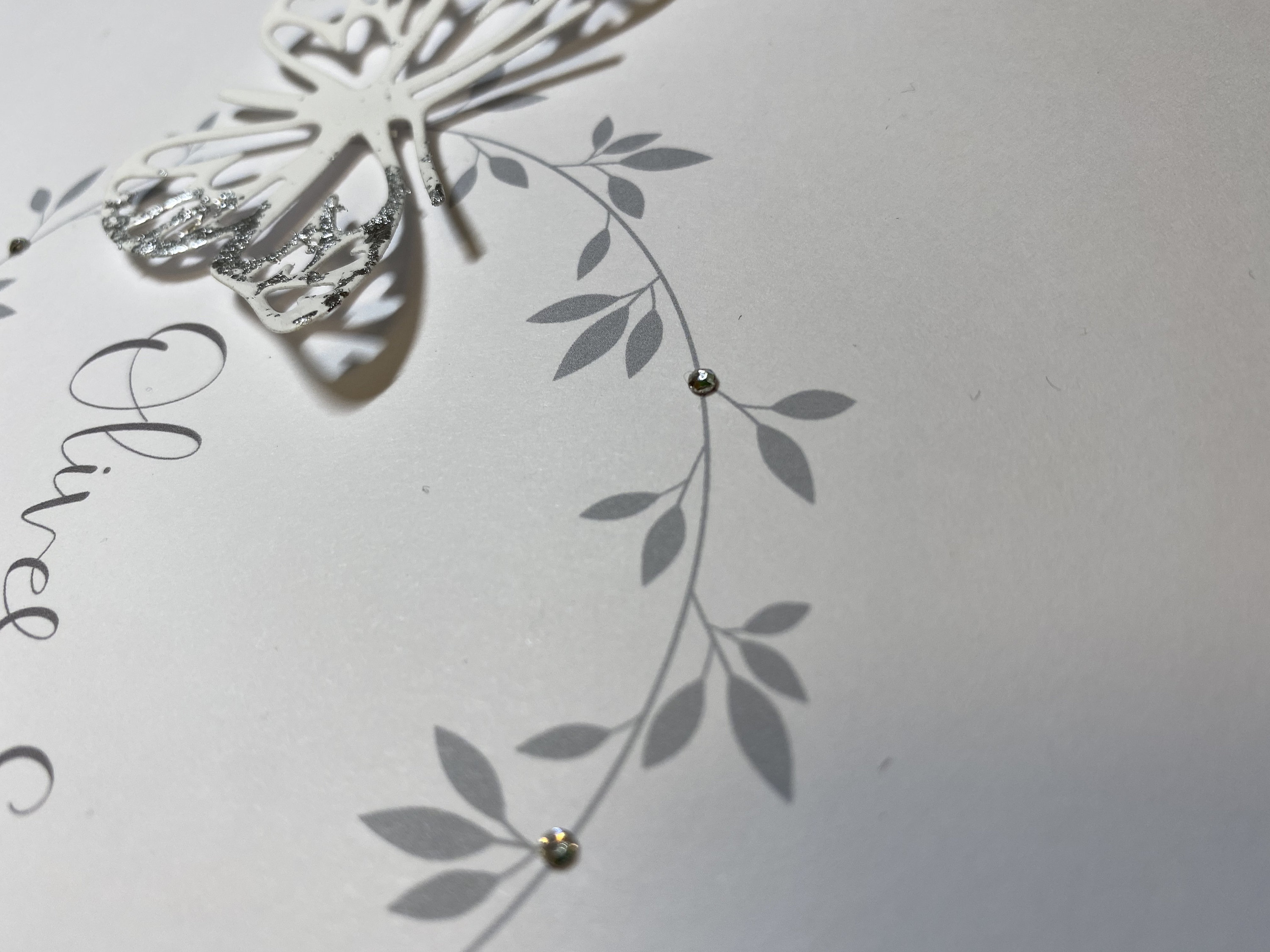 Personalised Wedding Card With Butterfly Silver Leaf and - Etsy UK