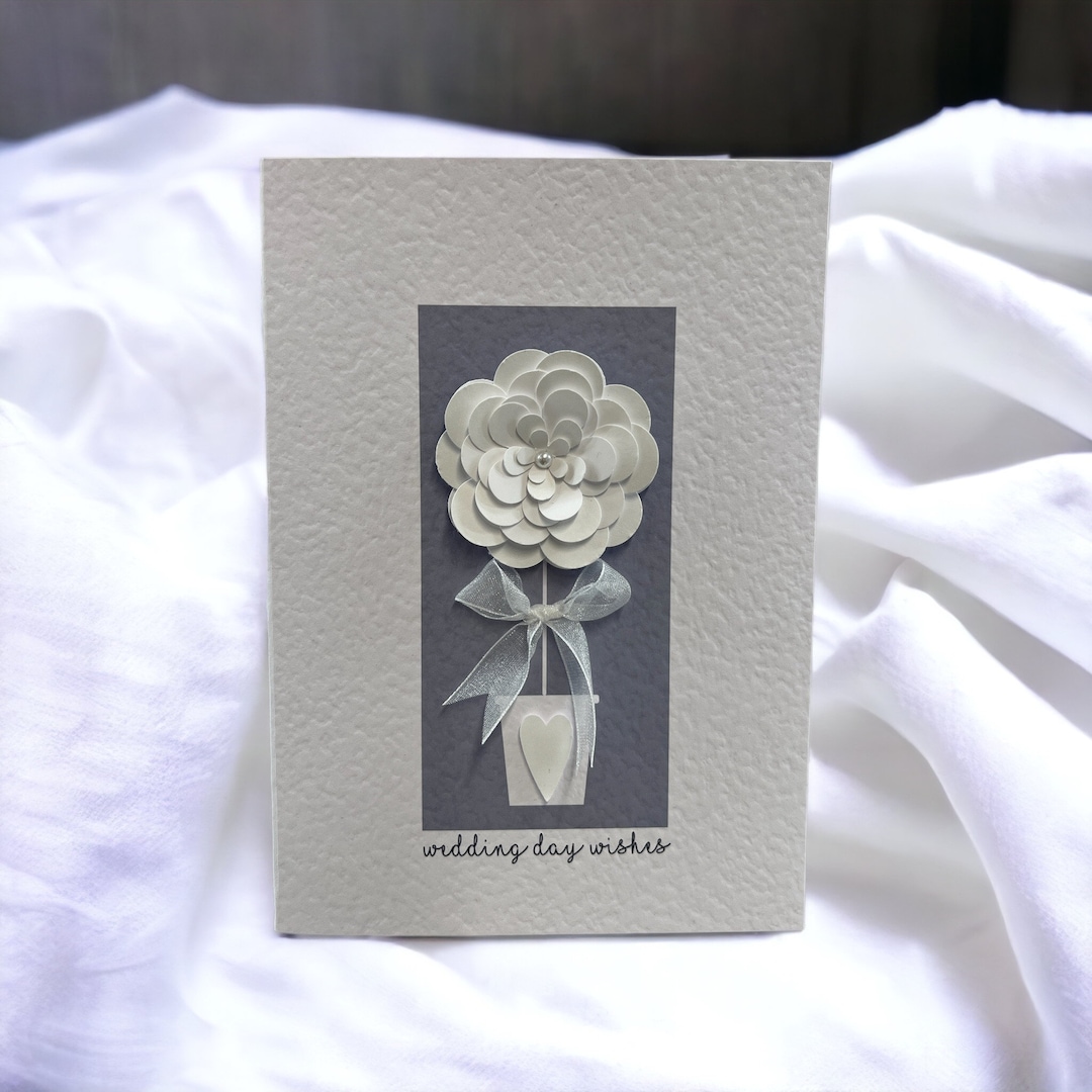Wedding Card, Simple Wedding Card, Wedding Card, Delicate Paper Flowers ...