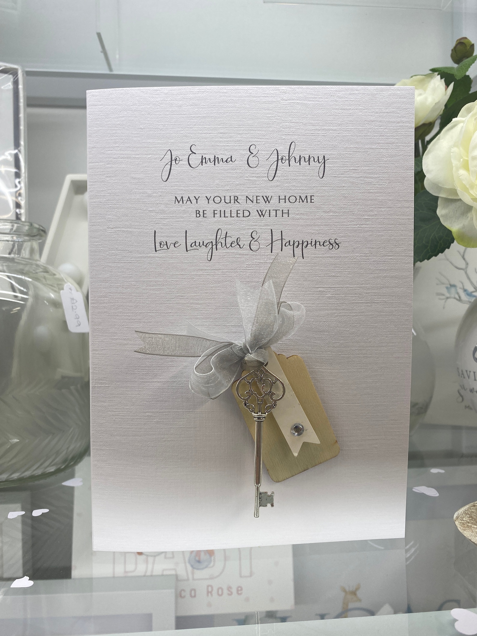 Personalised New Home Card With Key Wooden Tag & Ribbon A - Etsy UK