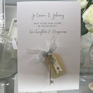 Personalised New Home Card, With Key, Wooden Tag & Ribbon, A Large Card ...