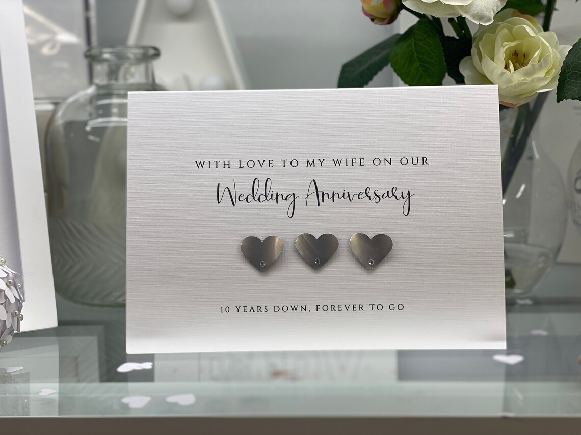 Tenth Wedding Anniversary Card 10th Tin Wedding | Etsy UK