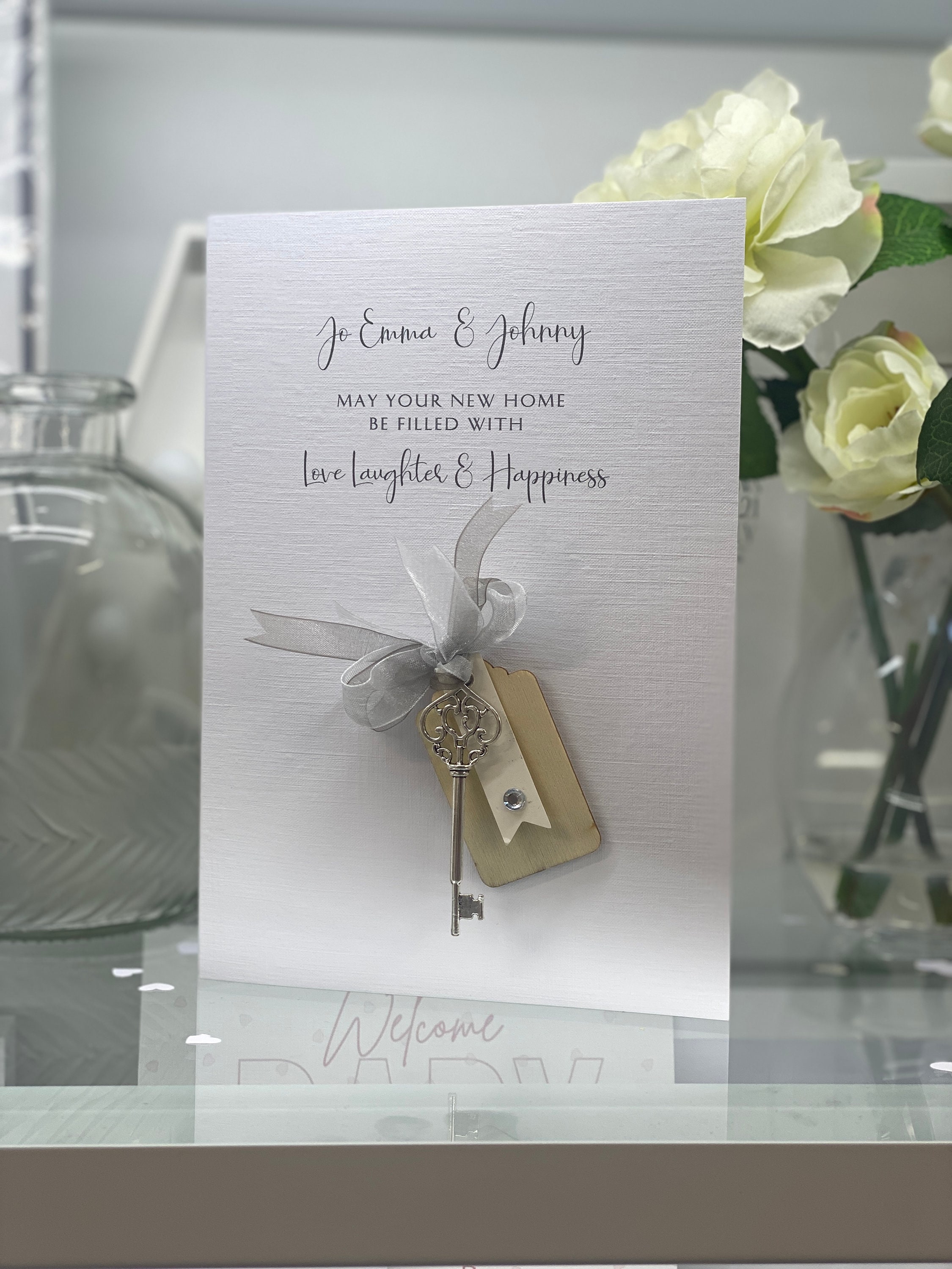 Personalised New Home Card, With Key, Wooden Tag & Ribbon, A Large Card ...