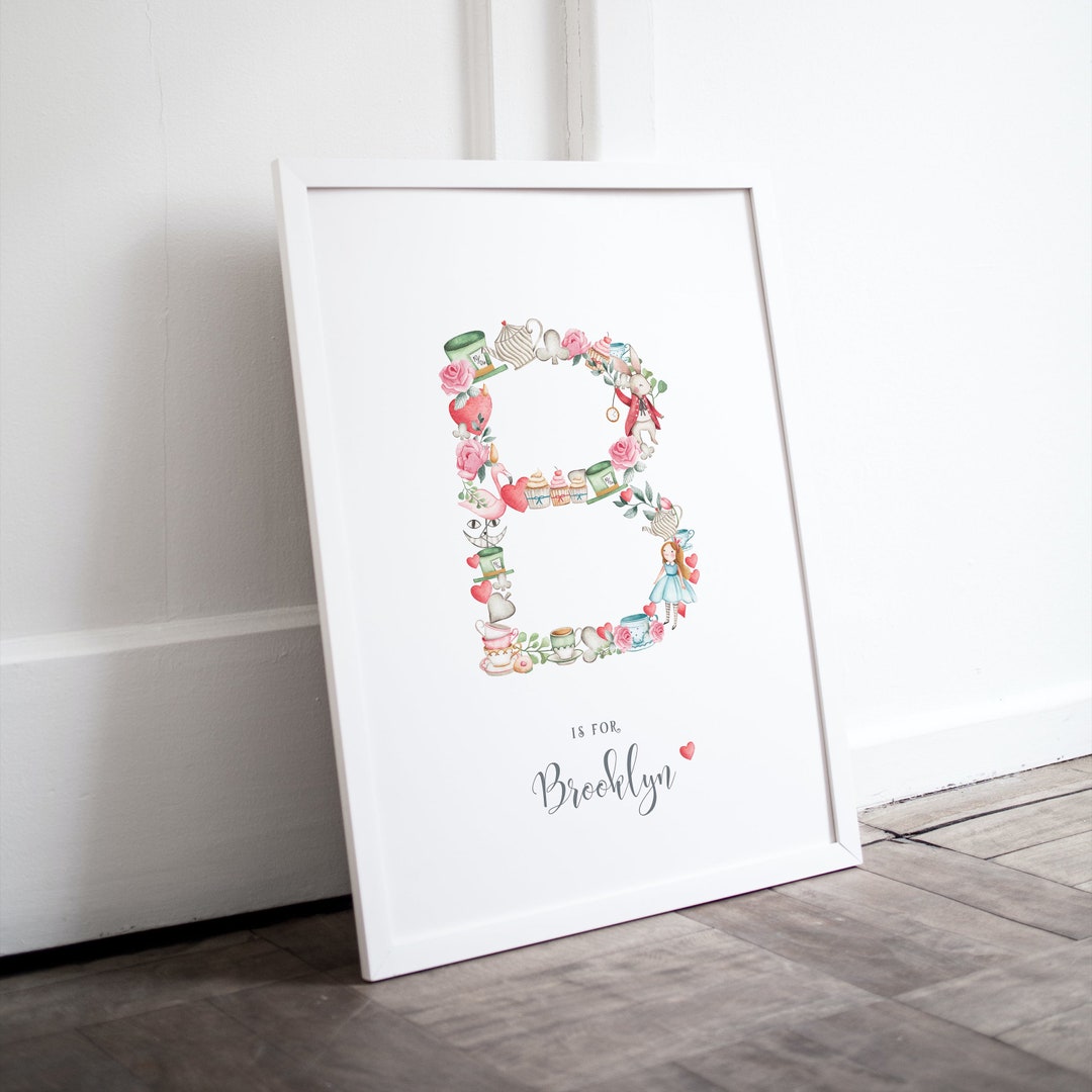 Personalised Name Print, Initial Personalised Nursery Print, New Baby ...