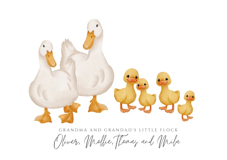 Duck Family Tree Duck With Ducklings Family Print Duck - Etsy