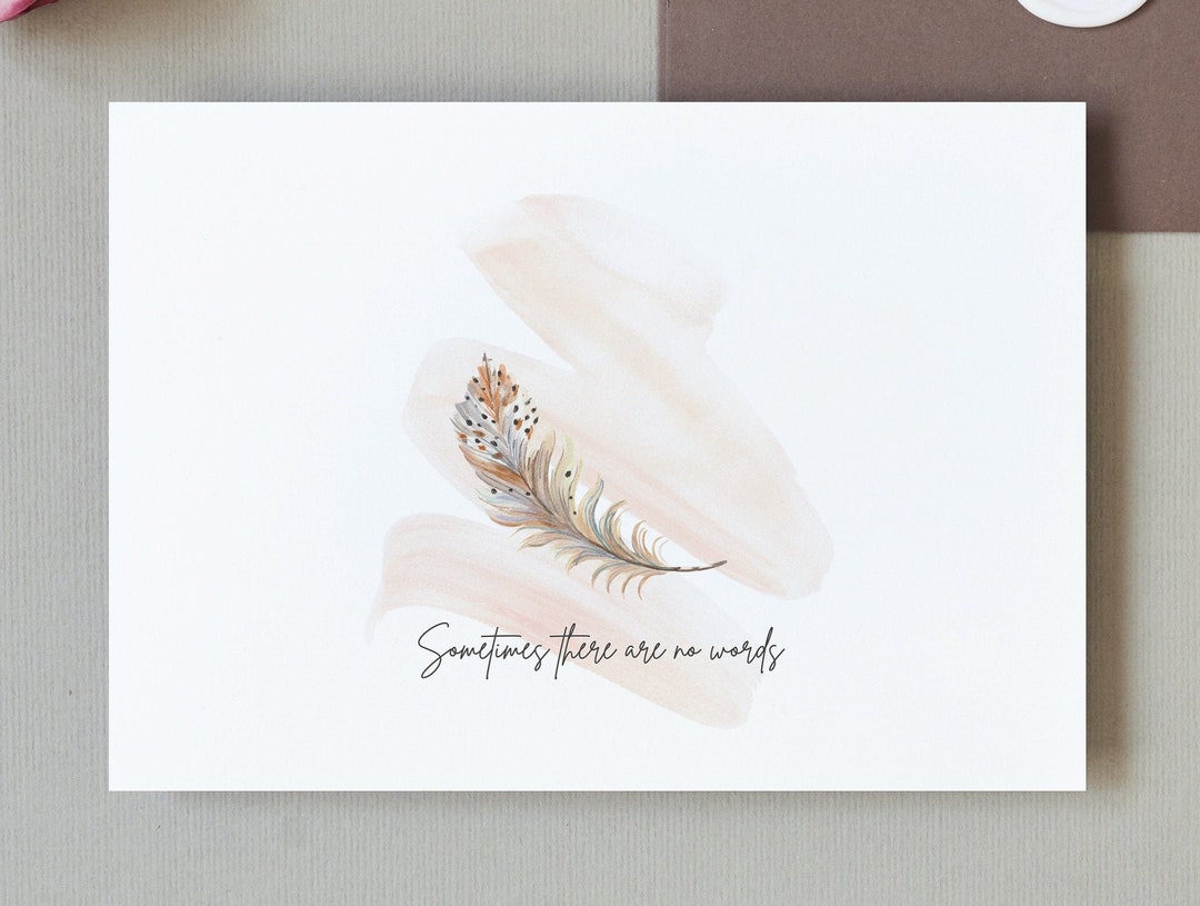 Sympathy Card Decorated With a Single Feather, in Pastel Shades and the ...