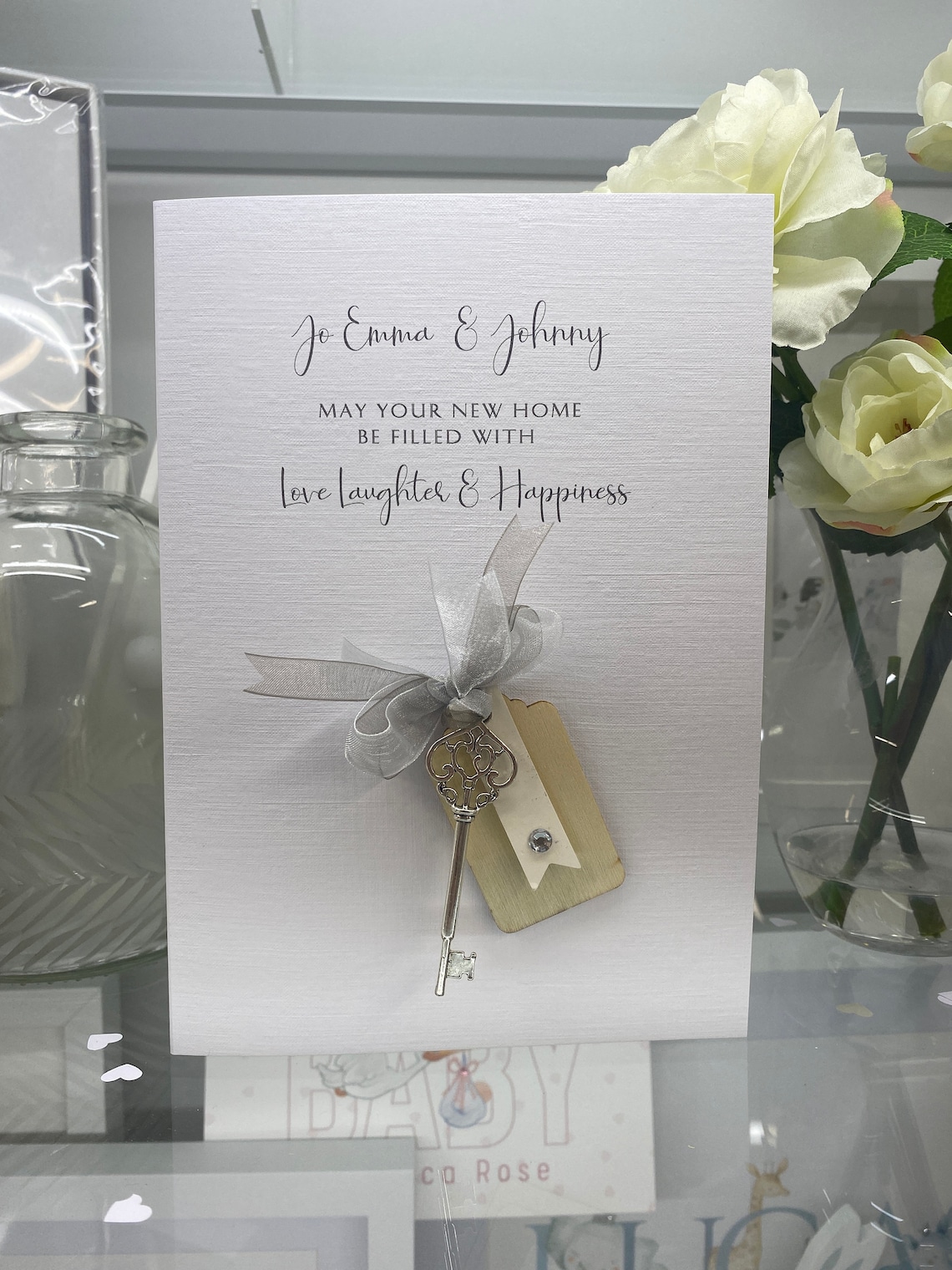 Personalised New Home Card With Key Wooden Tag & Ribbon A - Etsy UK