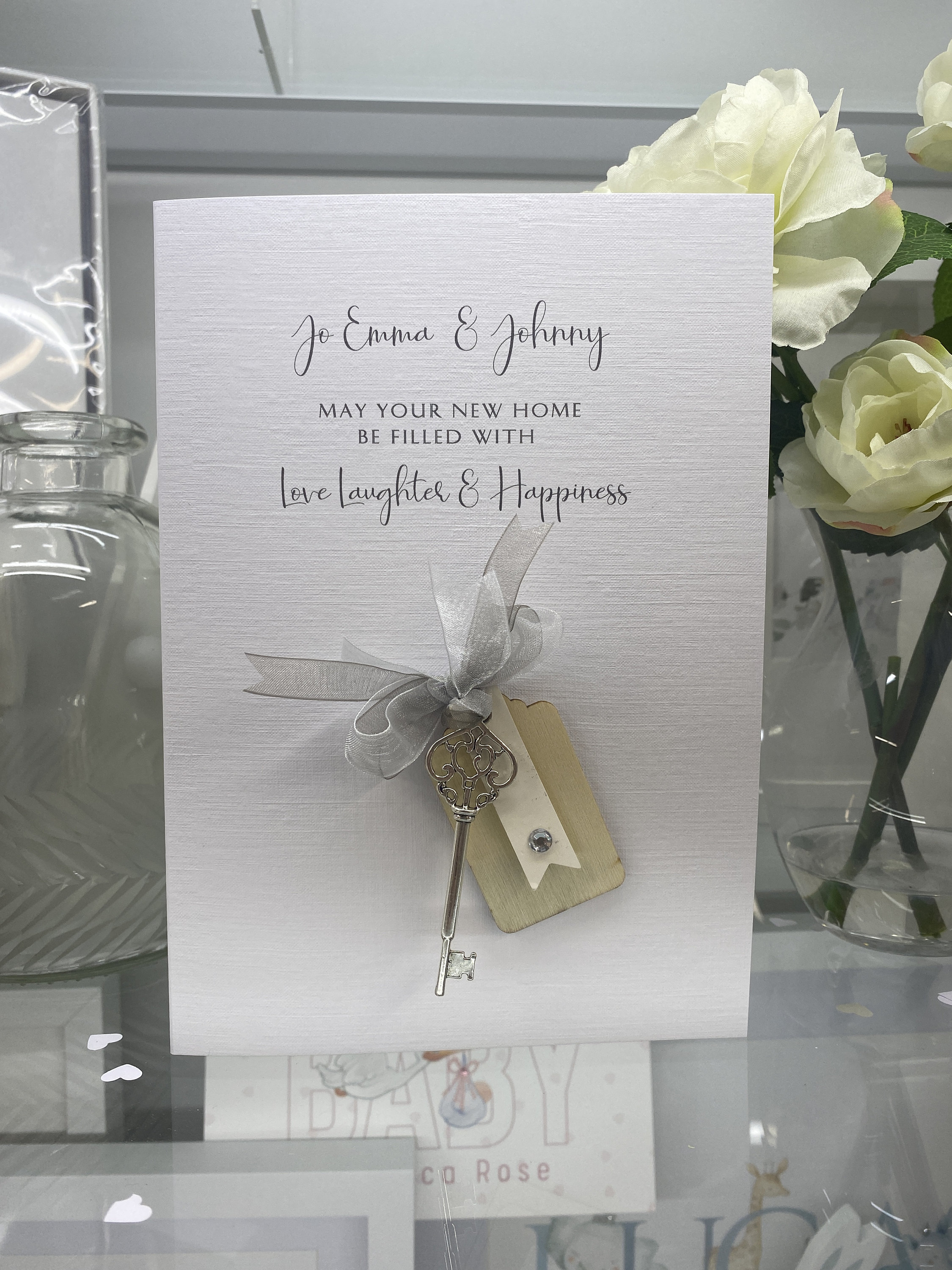 Personalised New Home Card With Key Wooden Tag & Ribbon A - Etsy UK