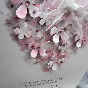 Mother's Day Card, With Pink 3d Paper Flowers & Crystals. Luxury ...