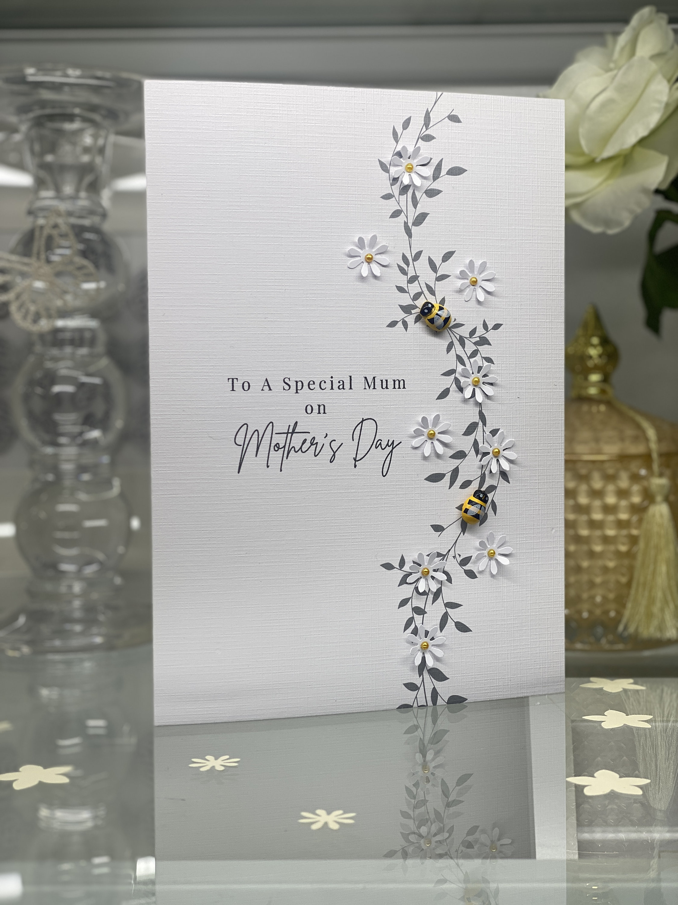 Bee Happy Mother's Day Card, Mother's Day Card, Wooden Bees, Bee Lovers ...