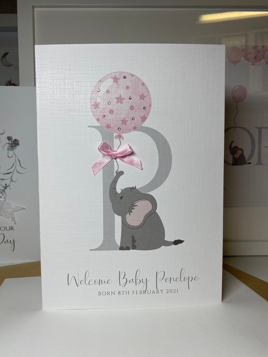 Personalised New Baby Baby Elephant Card New Baby Girl Card - Etsy