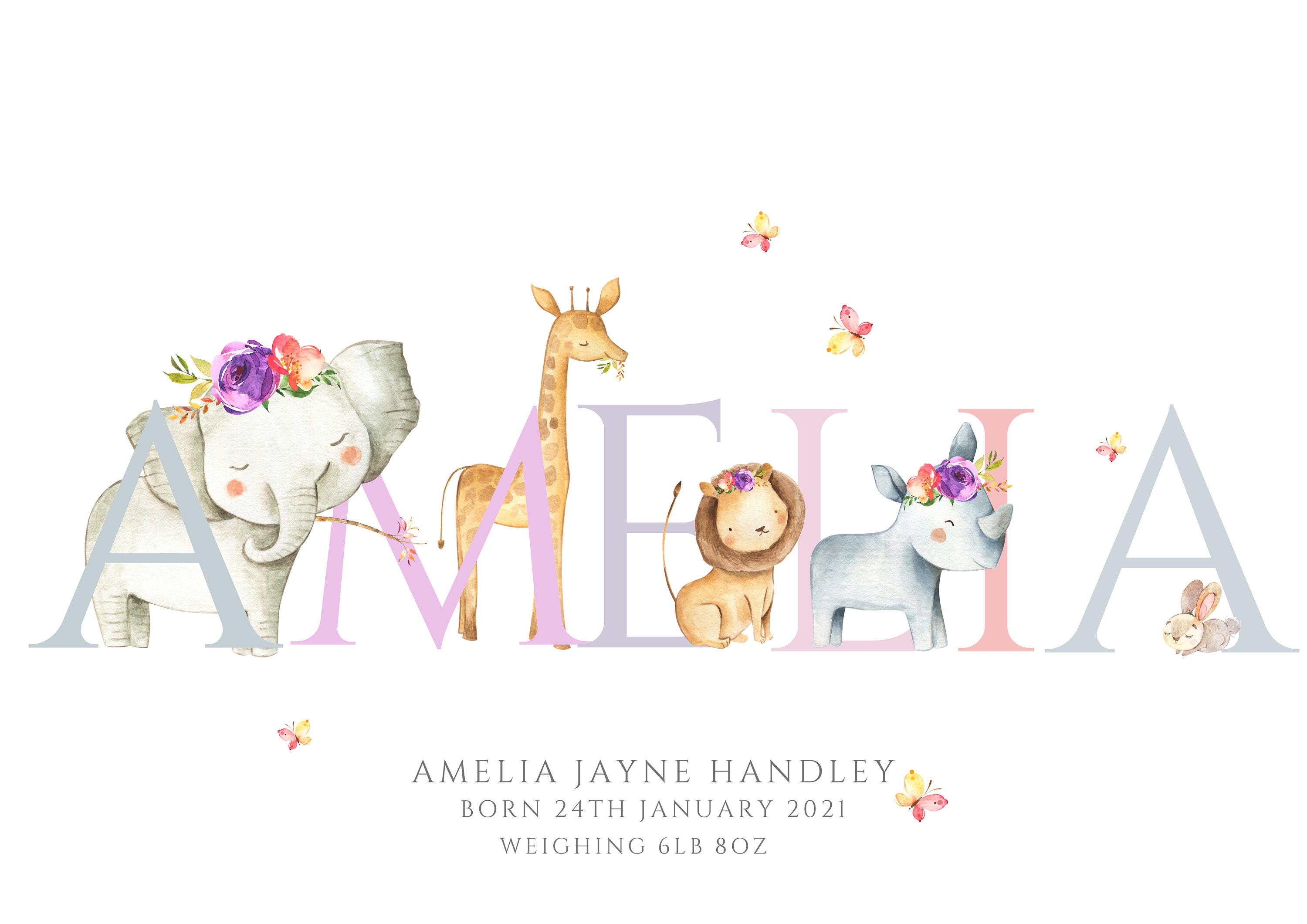 Personalised Safari Print Personalised Name Print Print for | Etsy
