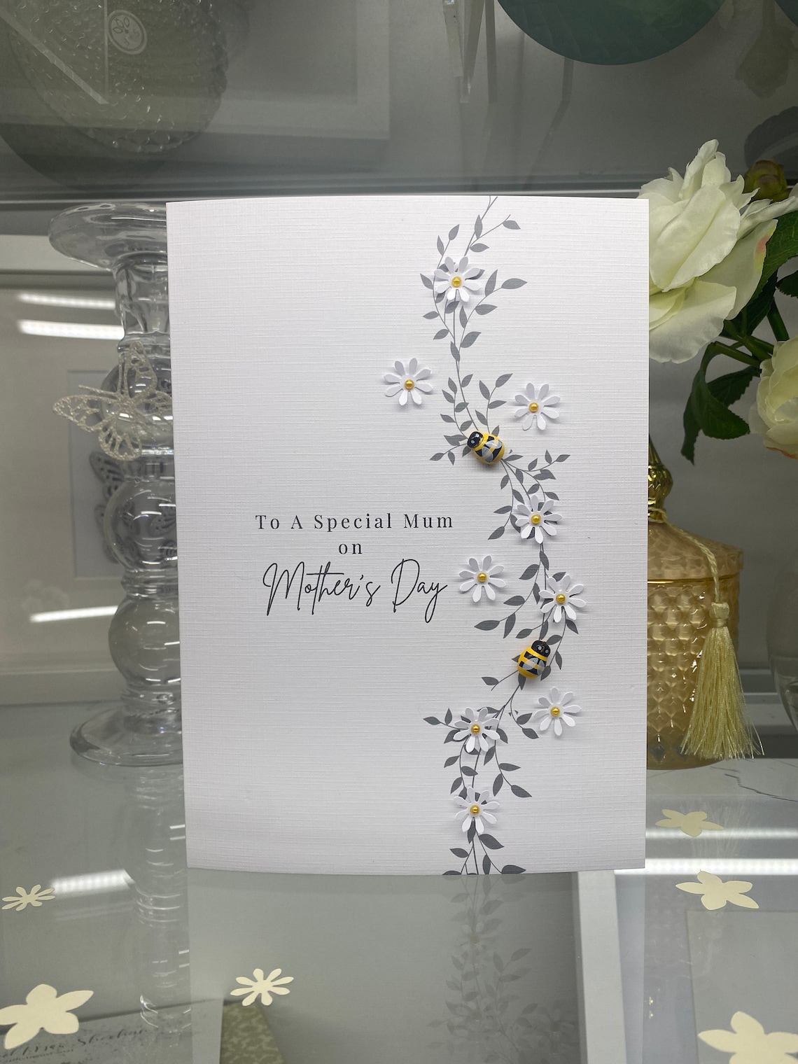 Bee Happy Mother's Day Card, Mother's Day Card, Wooden Bees, Bee Lovers ...