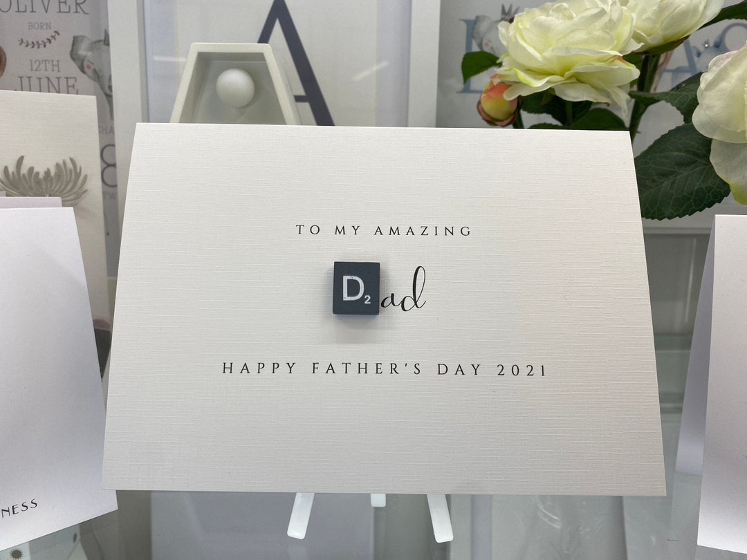 Grey Scrabble Tile Father's Day Card, Amazing Dad Scrabble Card ...