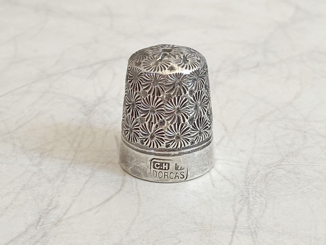 Antique Charles Horner Thimble Dorcas Number 7 Sterling Silver & Steel ...