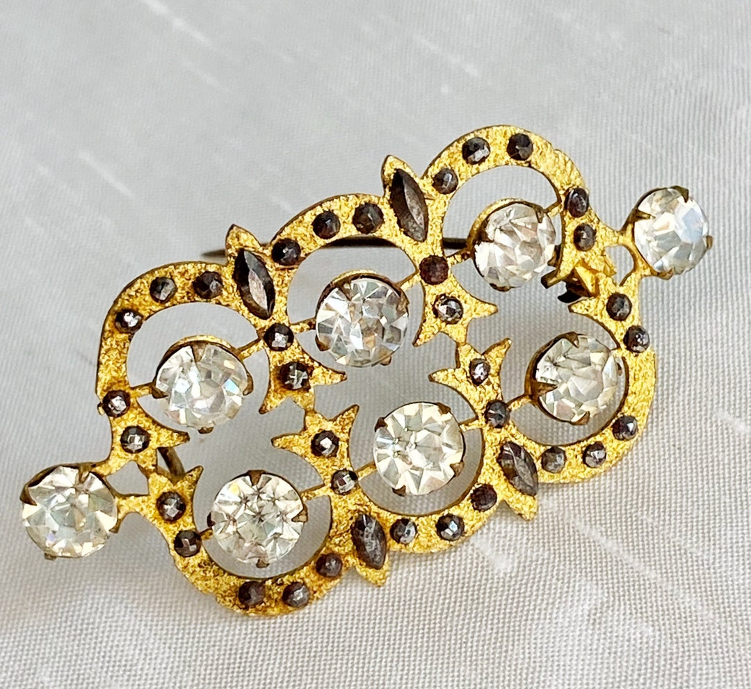 Large Antique Cut Steel Diamond Paste Brooch, Ormolu, 5cm X 2.8cm - Etsy
