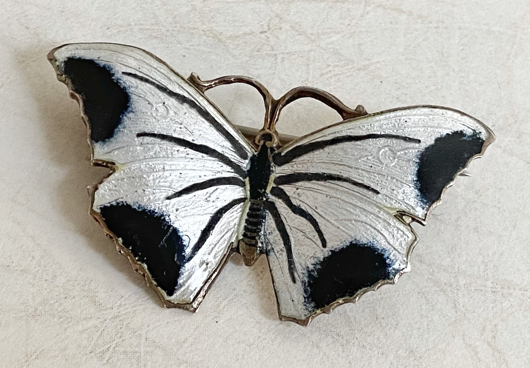 Antique Thomas L Mott Butterfly Brooch – Sterling Silver Gilt Enamel, C ...