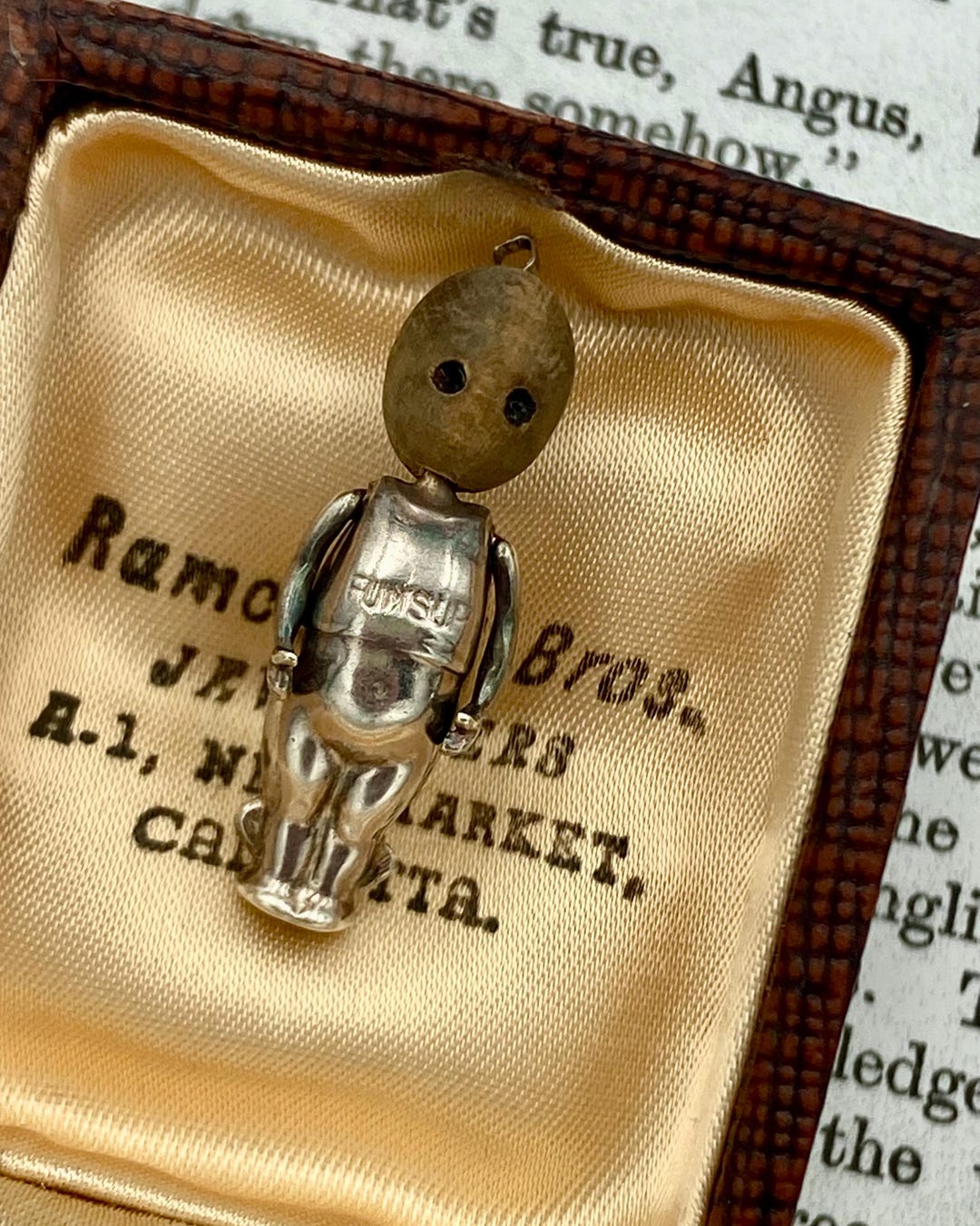 WWI 1914 Antique Fumsup Touch Wud Pendant Lucky Charm - Silver & Wood ...