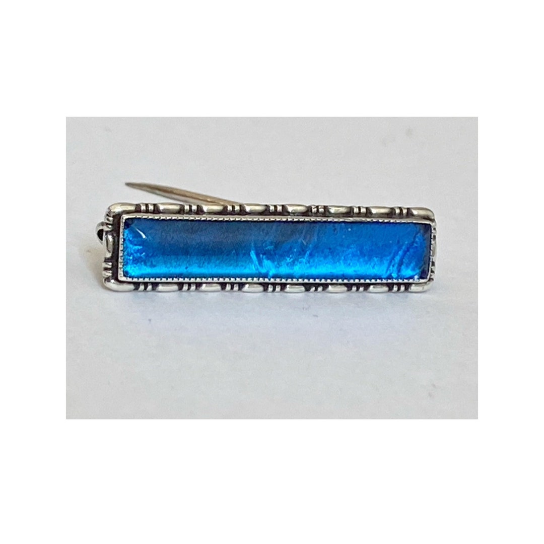 THOMAS MOTT 1920s Small Real Morpho Butterfly Wing Bar Brooch Art Deco ...