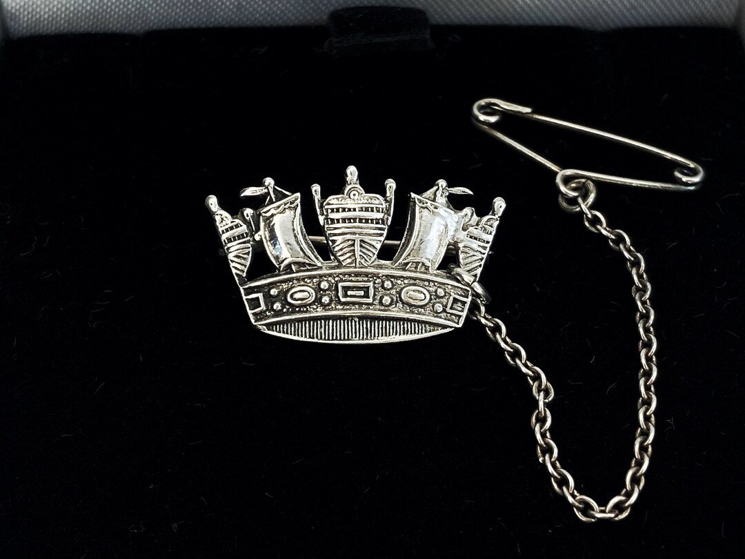 WWII TLM Royal Navy Crown Brooch by Thomas Lyster Mott, Sterling Silver ...