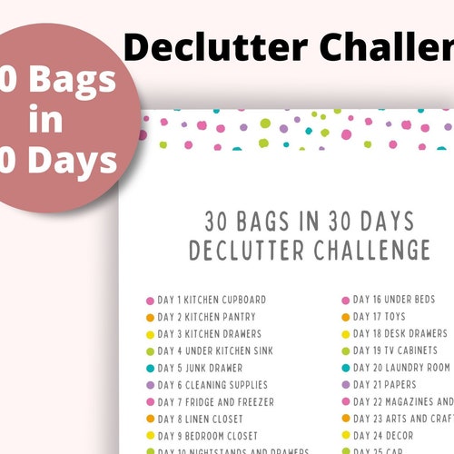 30 Day Declutter Challenge Printable Cleaning Planner - Etsy