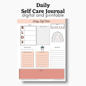 Self Care Journal, Daily Planner Printable and Digital, Meal Planner ...