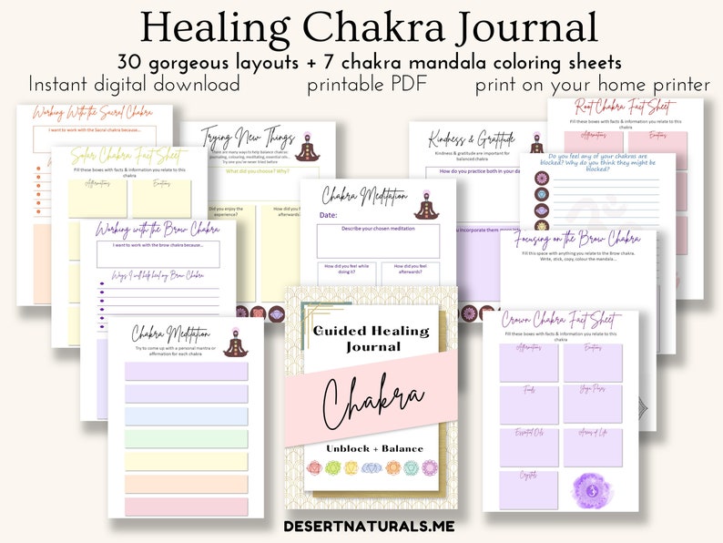 Healing Chakra Journal Printable PDF 7 Chakra Pdf Mandala - Etsy
