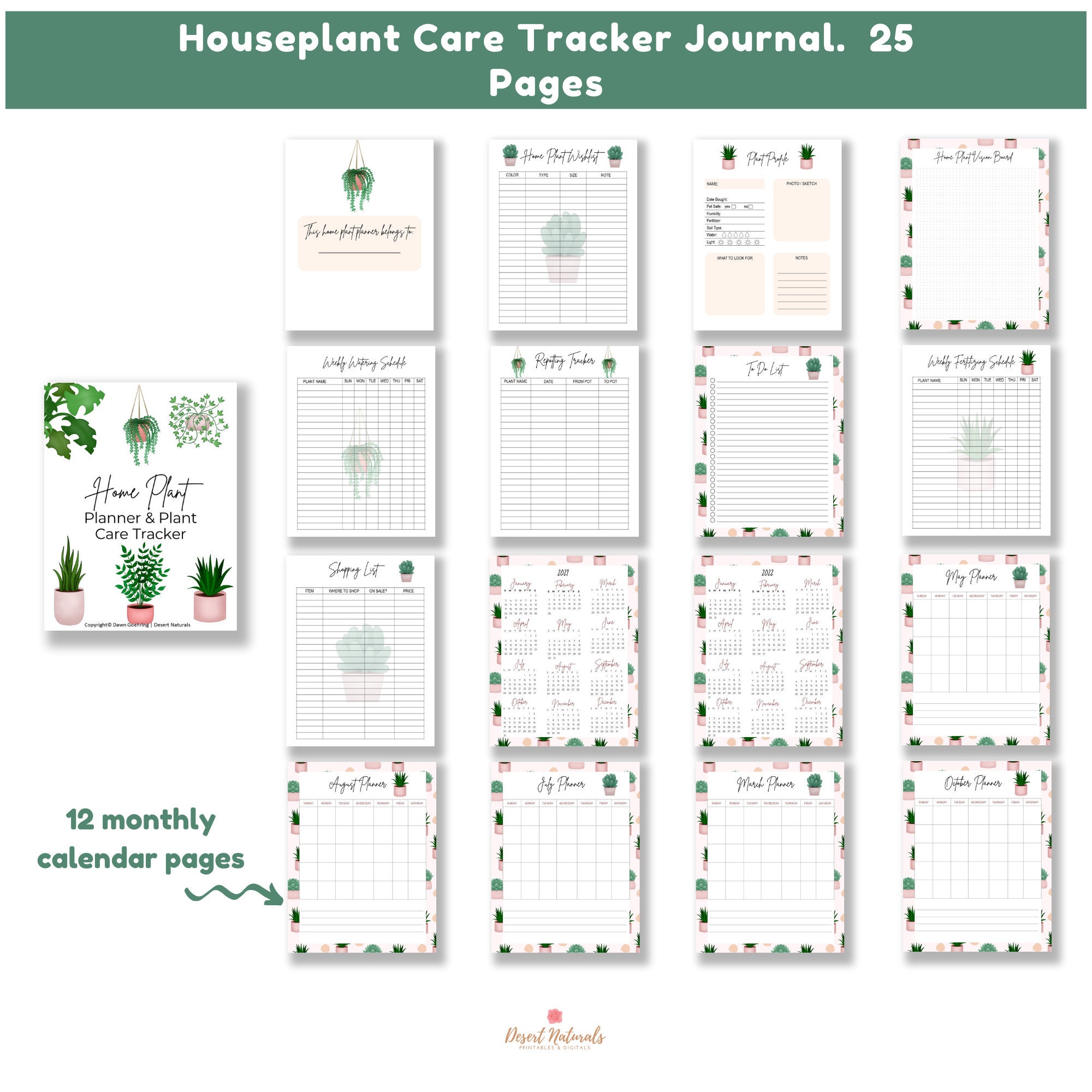 Printable Plant Journal With Printable Plant Stickers, Plant Lover Gift ...