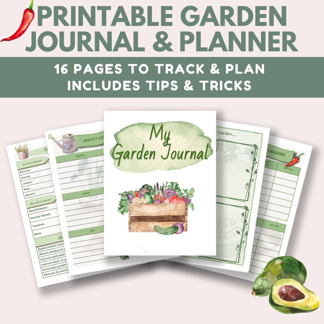 Gardening Journal Printable Planner and Notebook, Vegetable Notebook ...