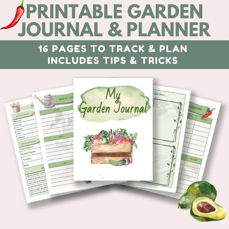 Gardening Journal Printable Planner and Notebook Vegetable - Etsy