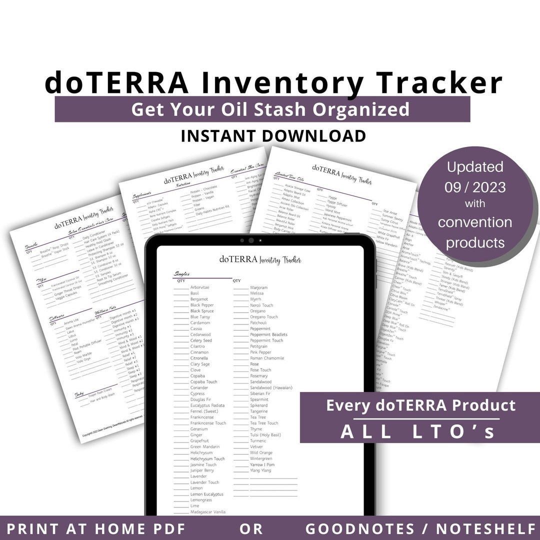 Doterra Inventory Printable Tracker, Digital Inventory Sheet Checklist ...