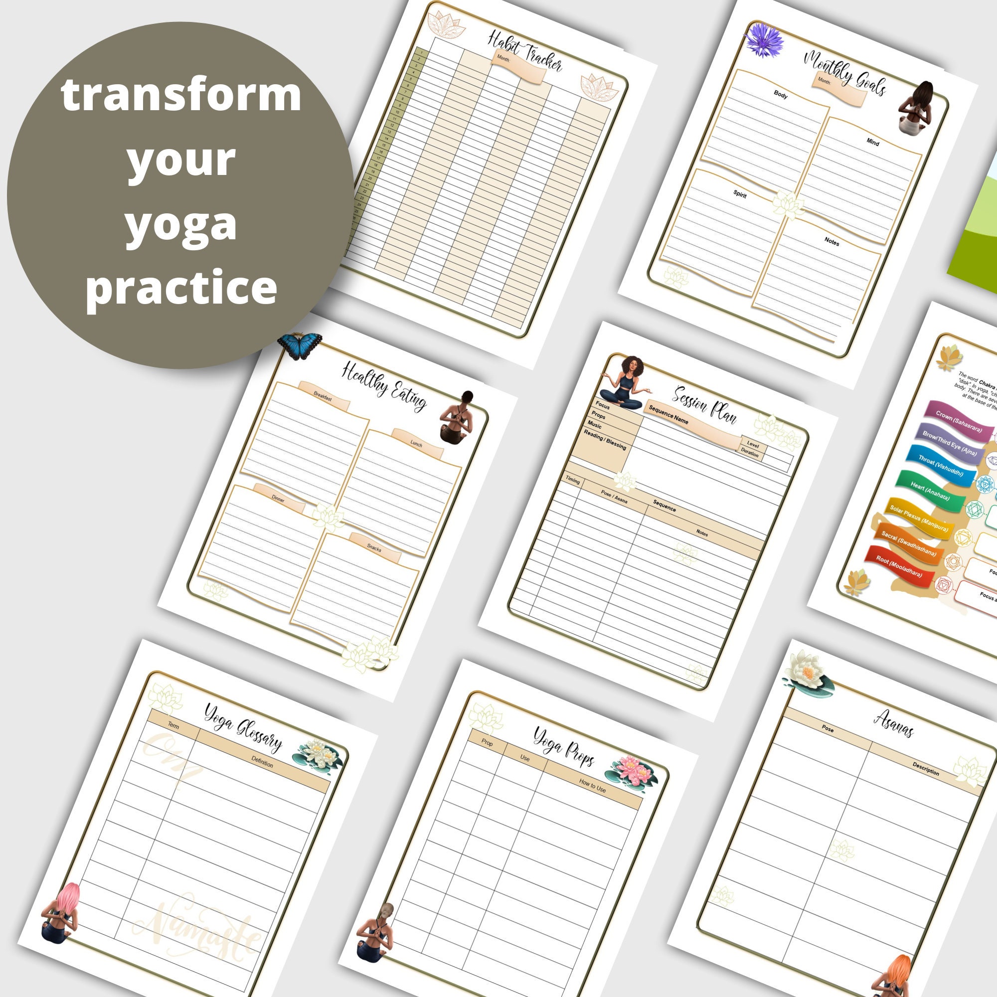 Yoga Journal Printable for Women Wellness Planner Meditation - Etsy