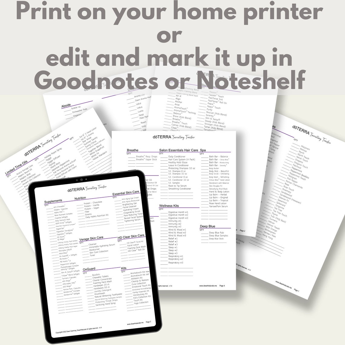 Doterra Inventory Printable Tracker Digital Inventory Sheet - Etsy