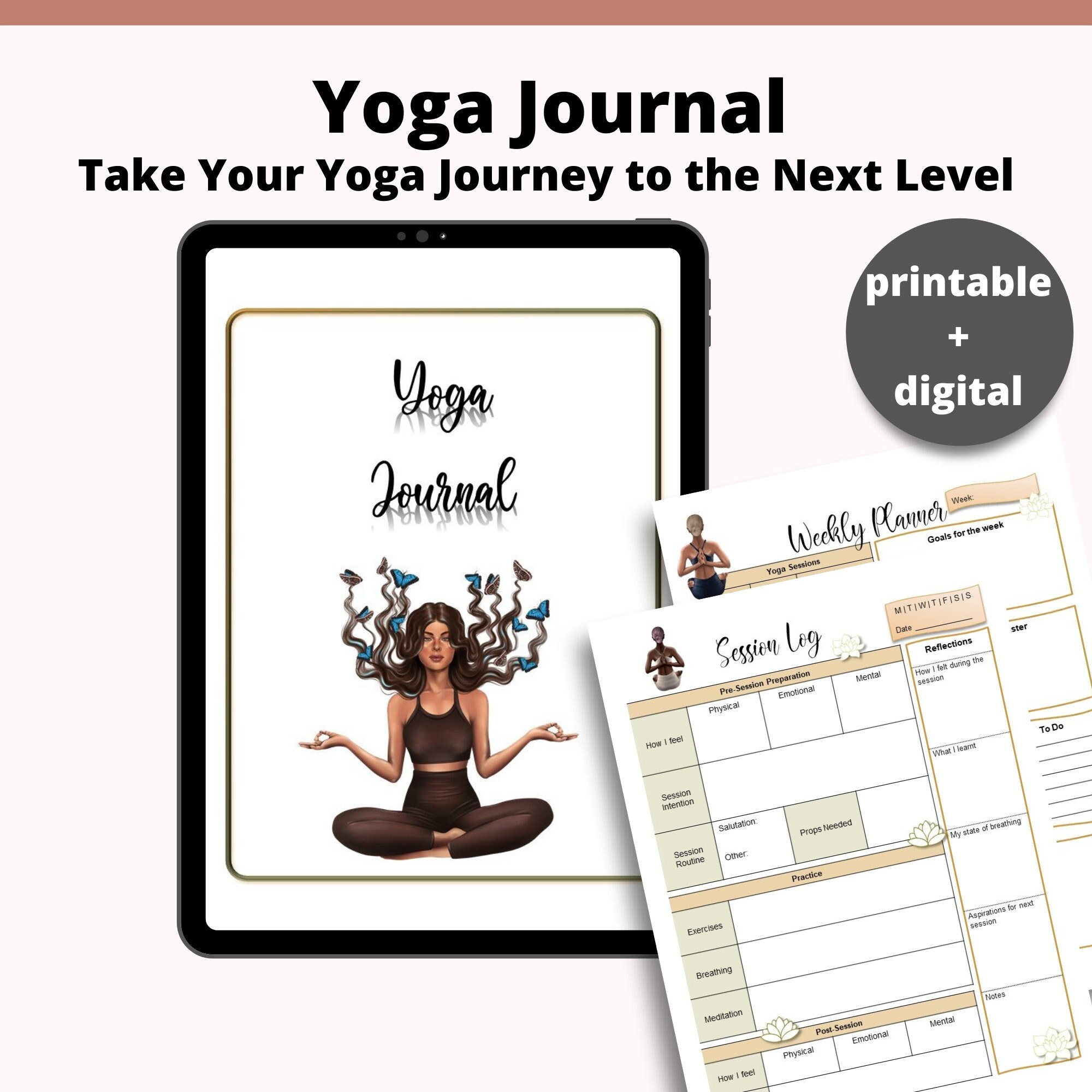 Yoga Journal Printable for Women Wellness Planner Meditation - Etsy