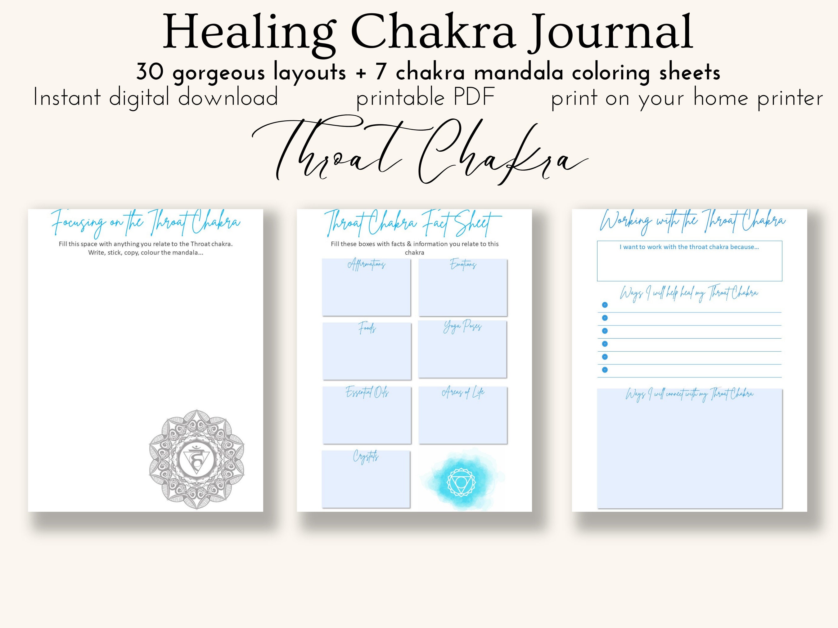 Healing Chakra Journal Printable PDF, 7 Chakra Pdf, Mandala Coloring ...