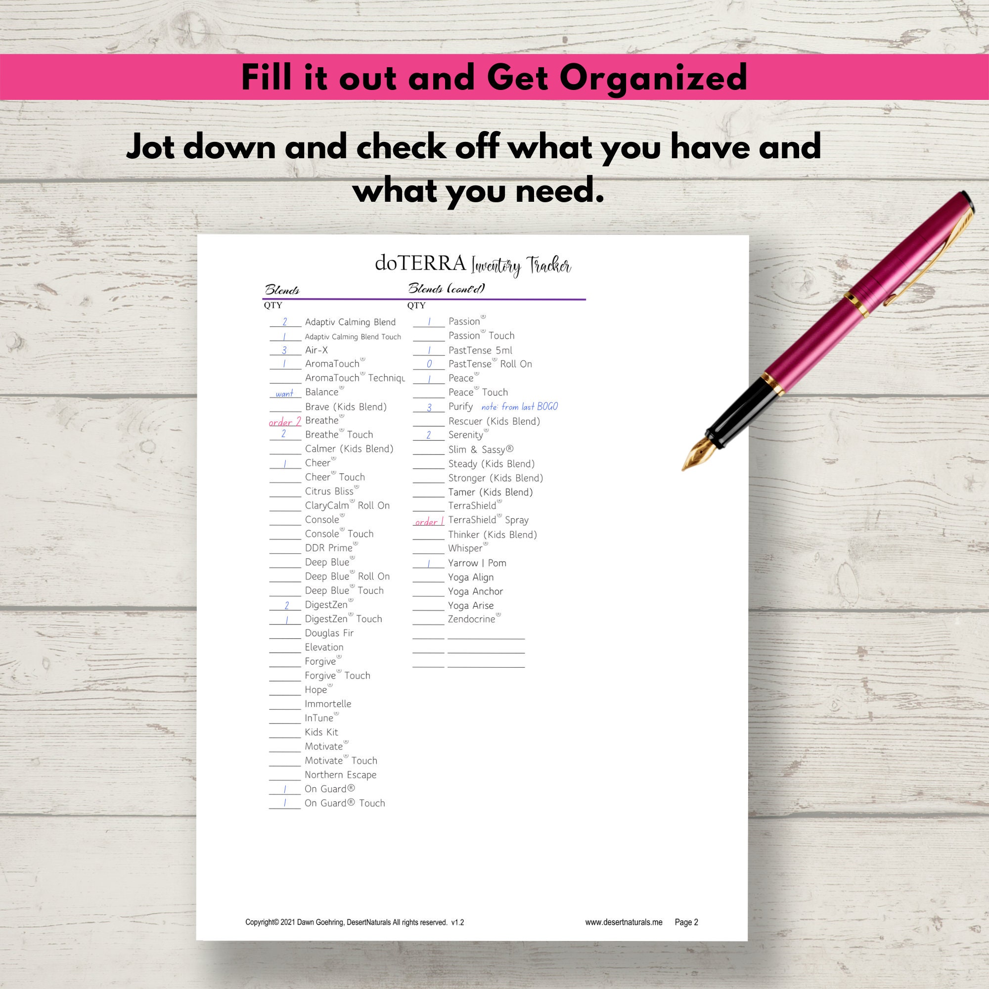 DoTERRA Inventory printable tracker digital Inventory sheet | Etsy
