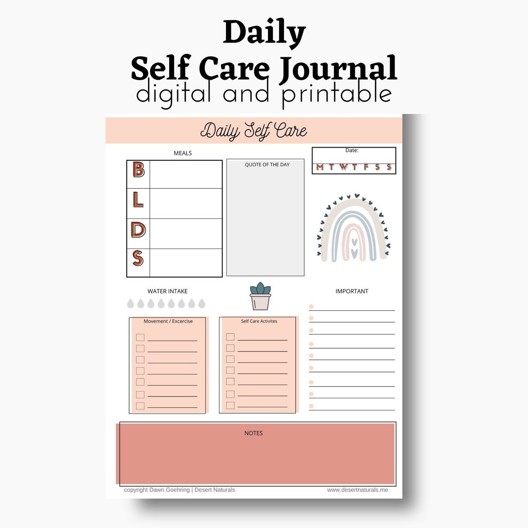 Self Care Journal, Daily Planner Printable and Digital, Meal Planner ...