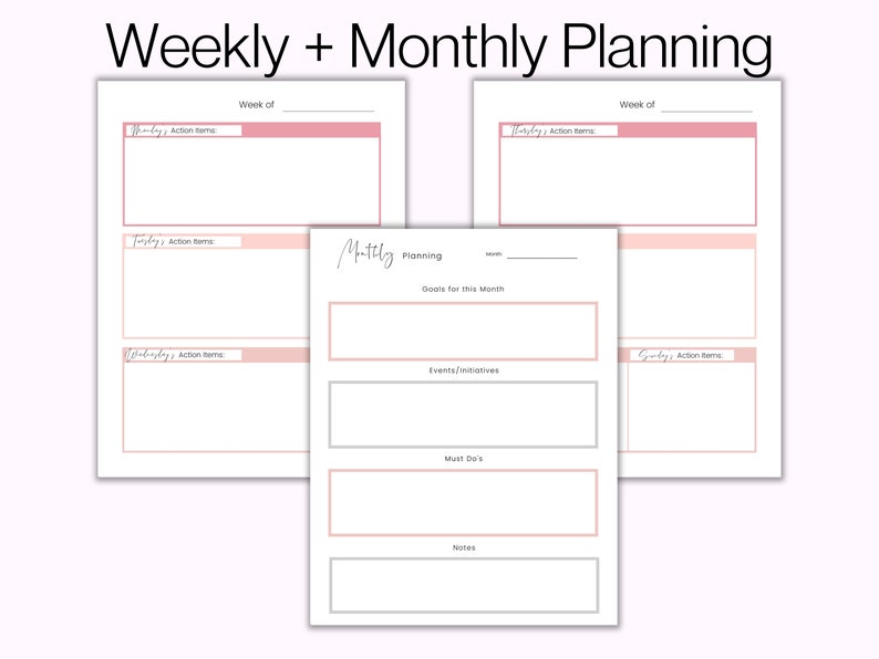 Undated Printable Planner, Instant Download PDF, Bill Tracker, Menu ...