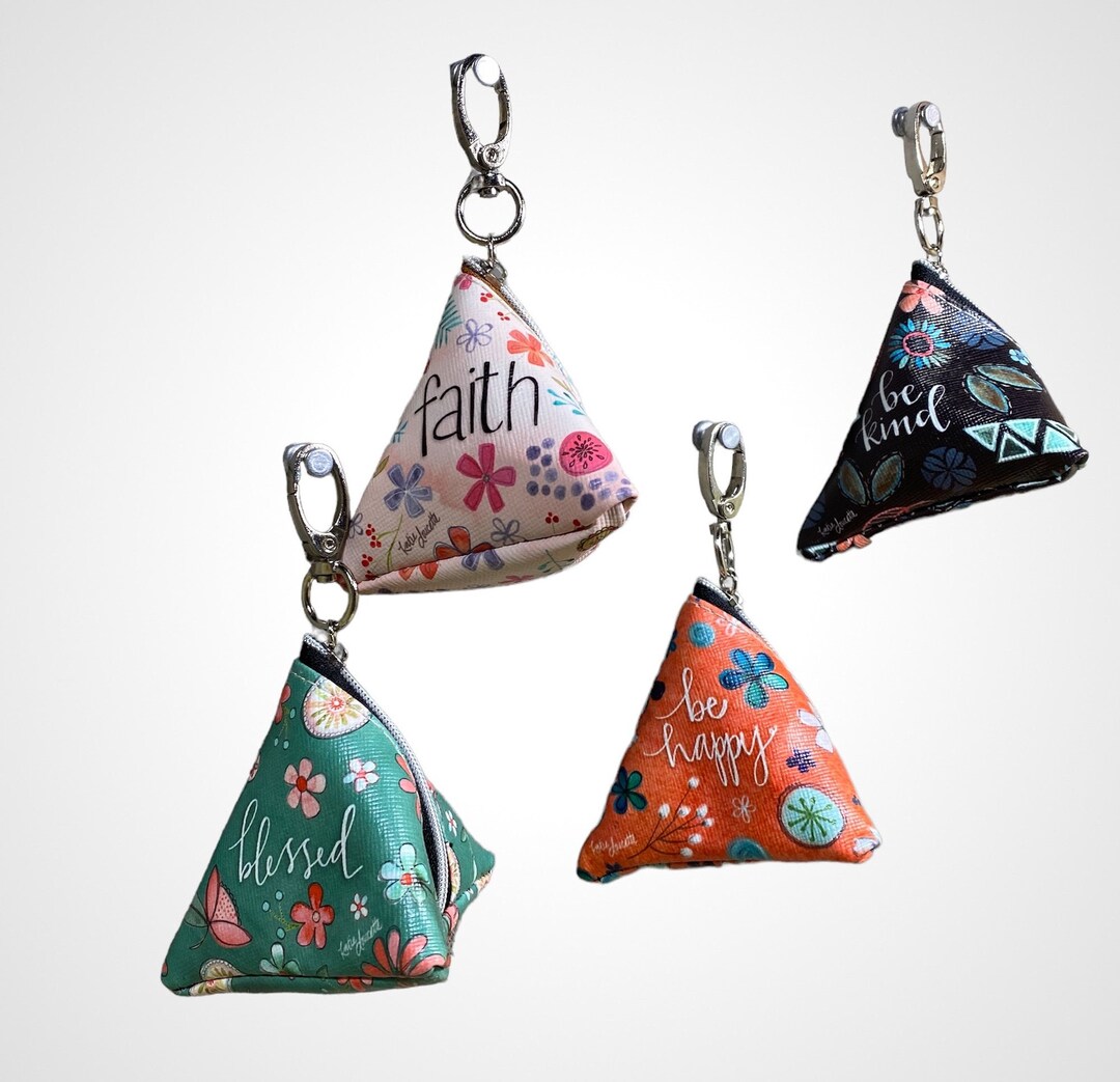 Triangle Zippered Purse With Clip, Bag, Makeup Bag, Triangle Coin Purse ...