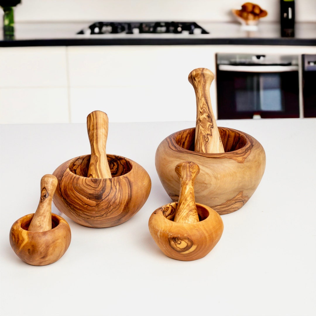 Handmade Olive Wood Mortar and Pestle - Practical and Elegant Kitchen ...